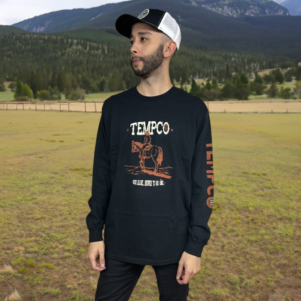 Tempco Mens Ride Alone Long Sleeve T-Shirt | Black Color
