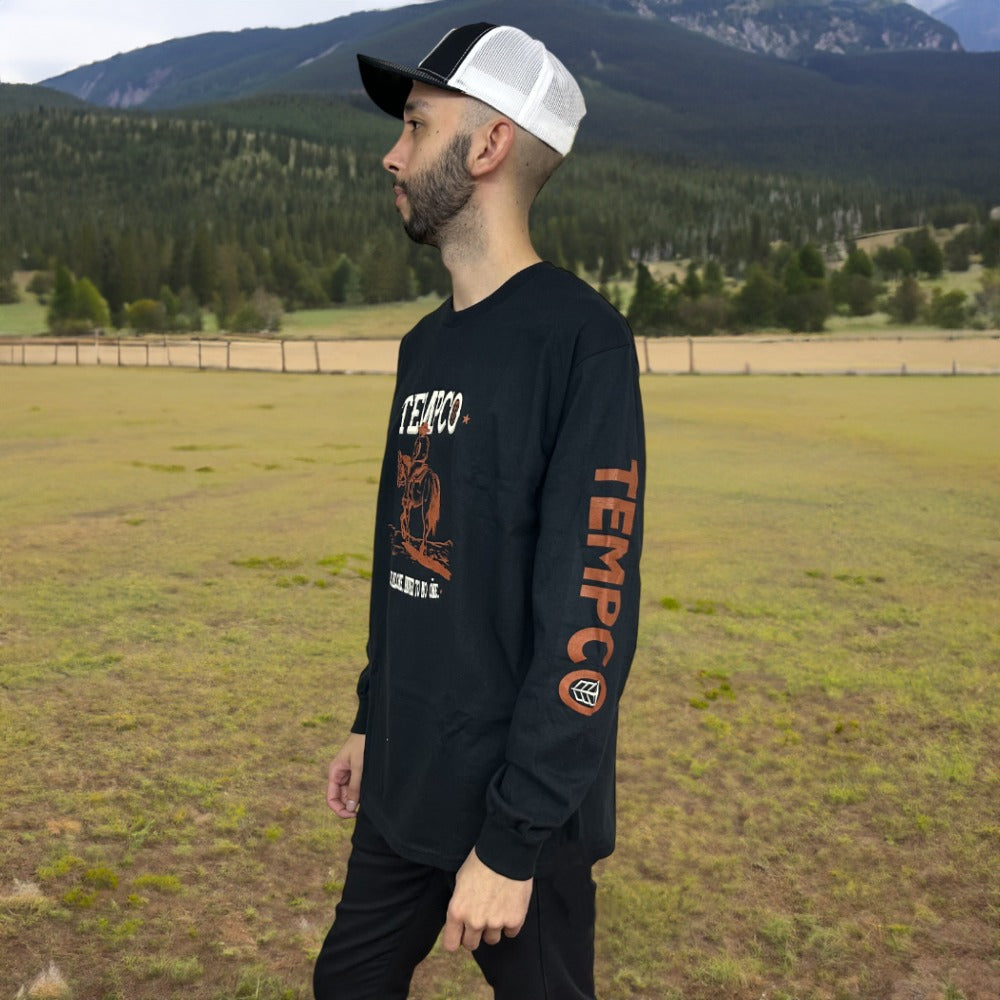 Tempco Mens Ride Alone Long Sleeve T-Shirt | Black Color