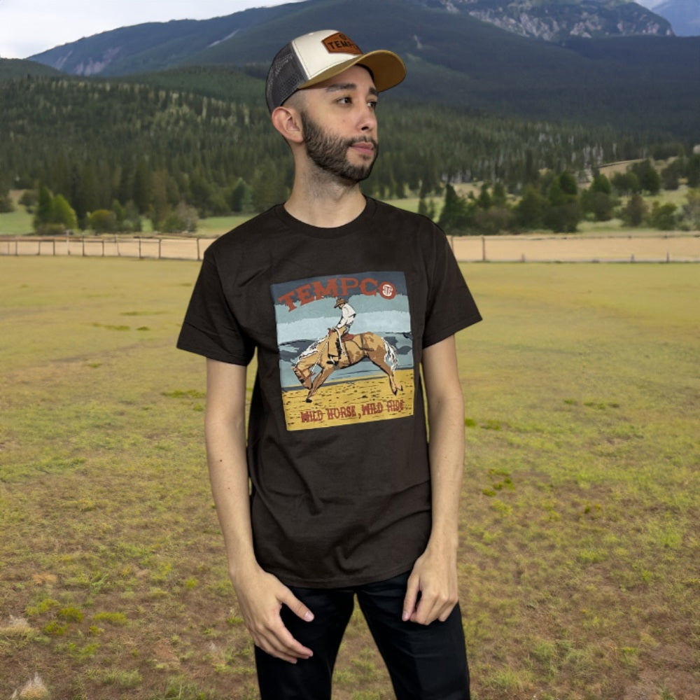 Tempco Mens Wild Ride Short Sleeve T-Shirt | Brown Color